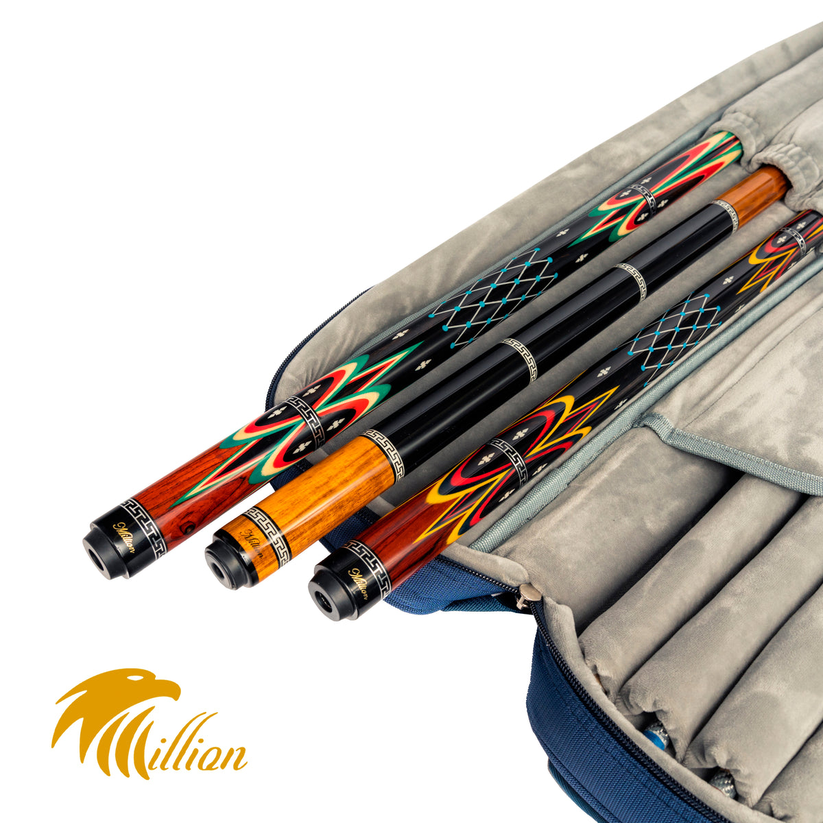 Million 3x4 Blue & Yellow Pool Cue Case – Million Dollar Billiard Products